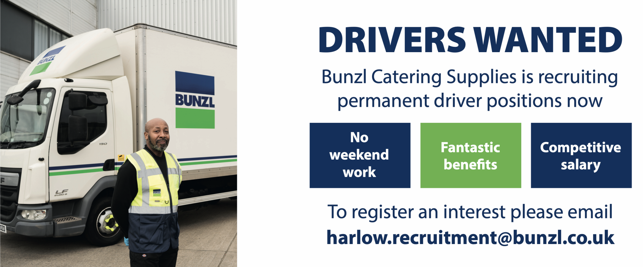 Job Advert: Drivers wanted for Harlow-based Bunzl Catering Supplies
